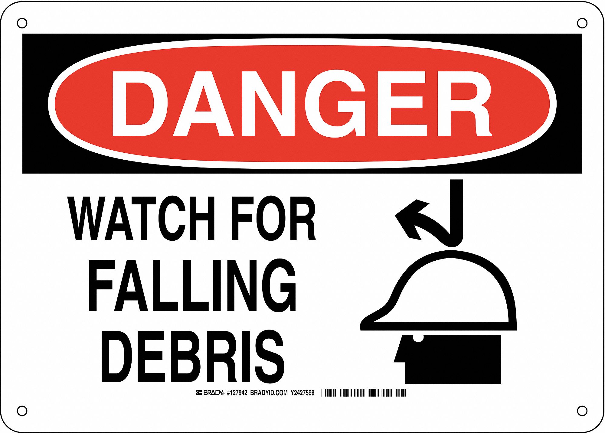 Plastic, Danger Sign, 14" Width, 10" Height, White, With Mounting Holes ...