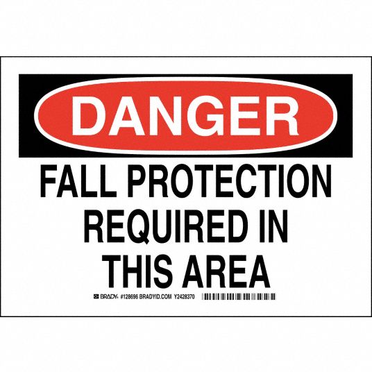 Danger Sign, Fall Protection Required In This Area, Header Danger ...