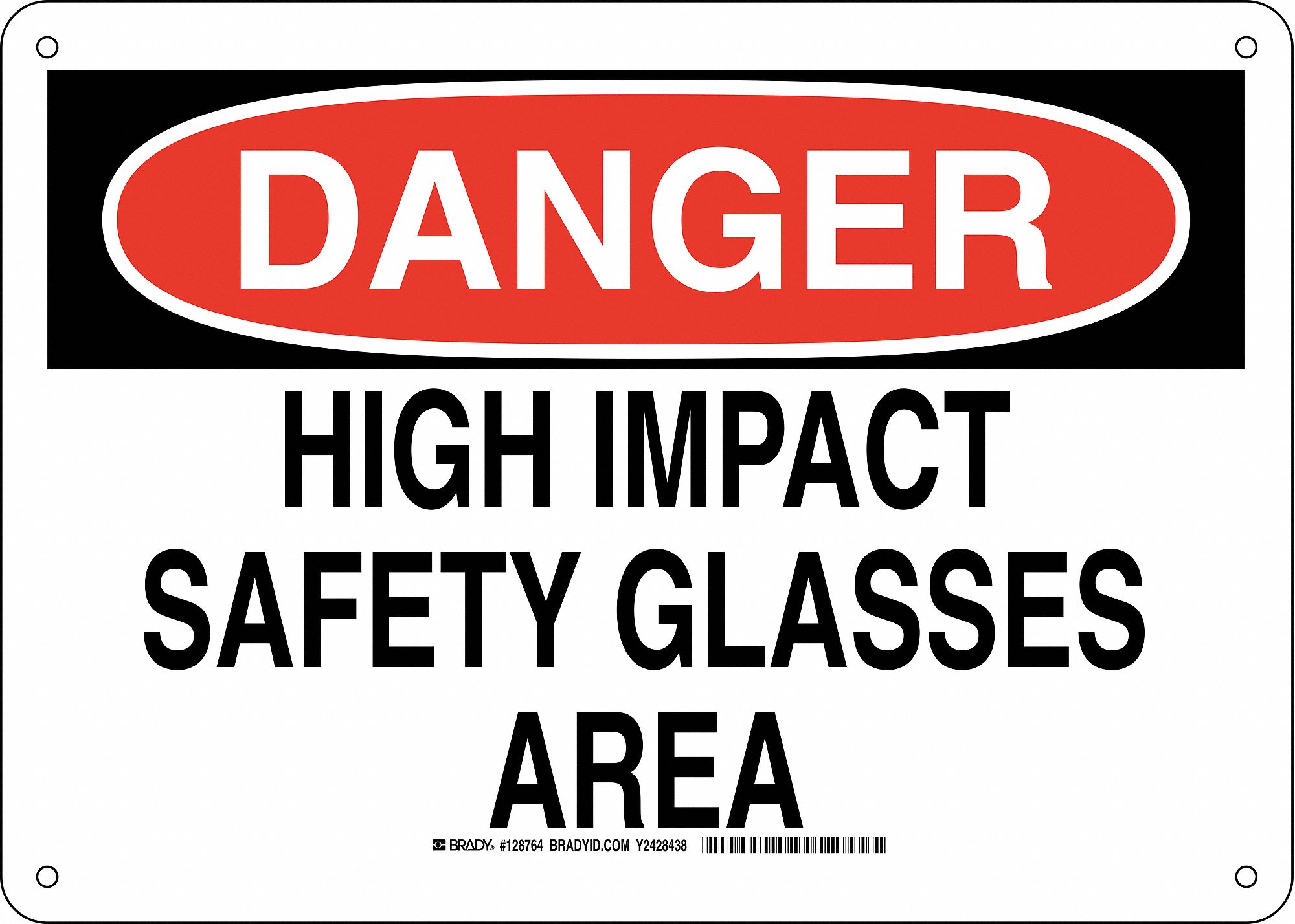 Danger Sign, High Impact Safety Glasses Area, Header Danger, Rectangle ...