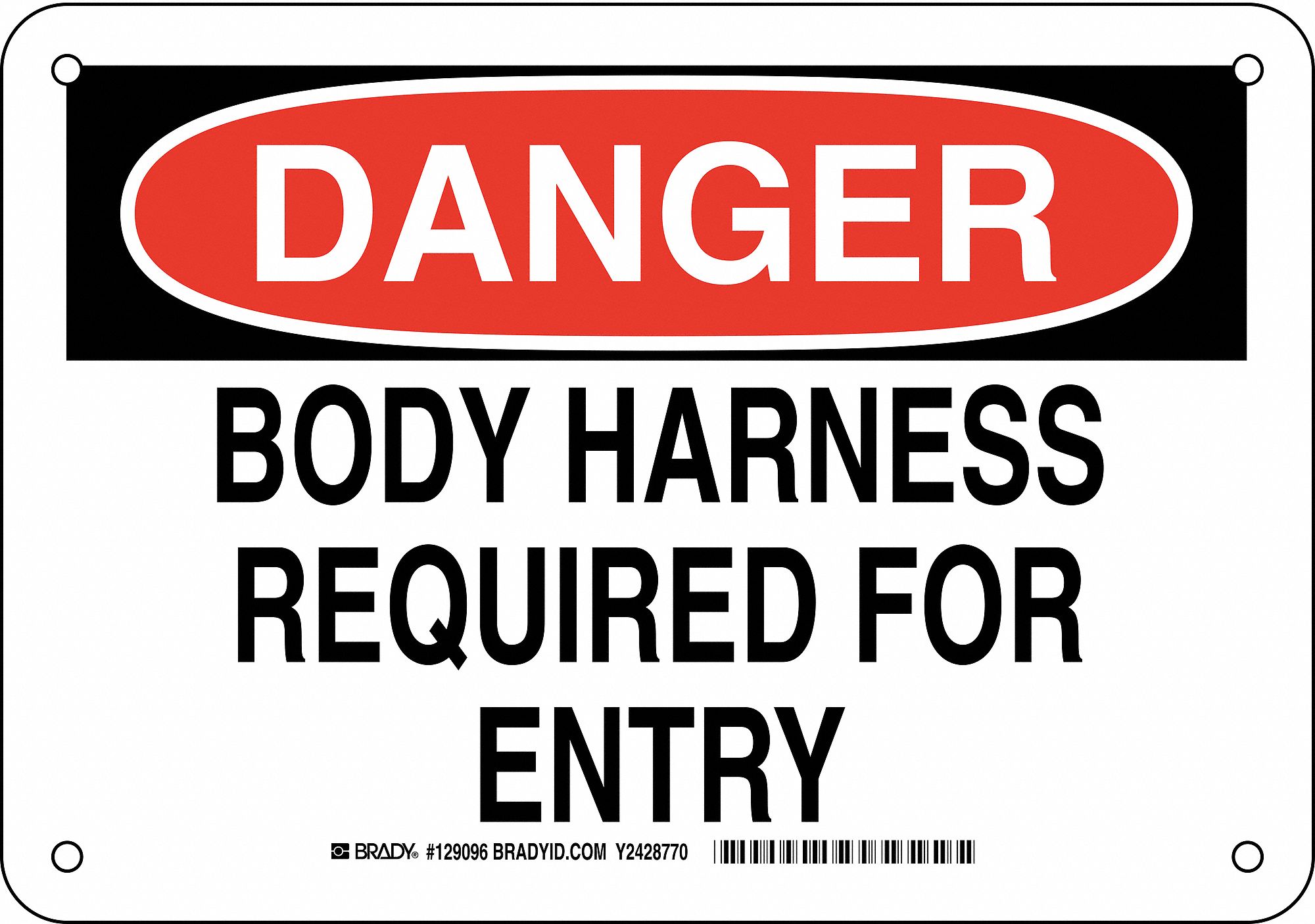 Danger Sign, Body Harness Required For Entry, Header Danger, Rectangle ...