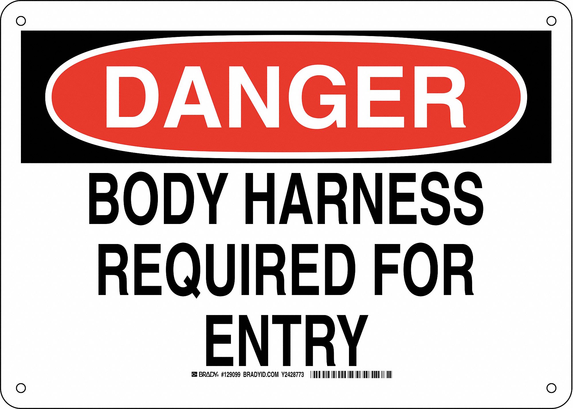 Danger Sign, Body Harness Required For Entry, Header Danger, Rectangle ...