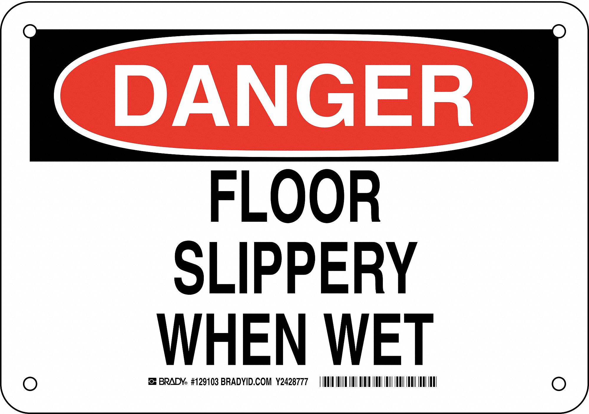 Plastic, Danger Sign, 10" Width, 7" Height, White, With Mounting Holes ...