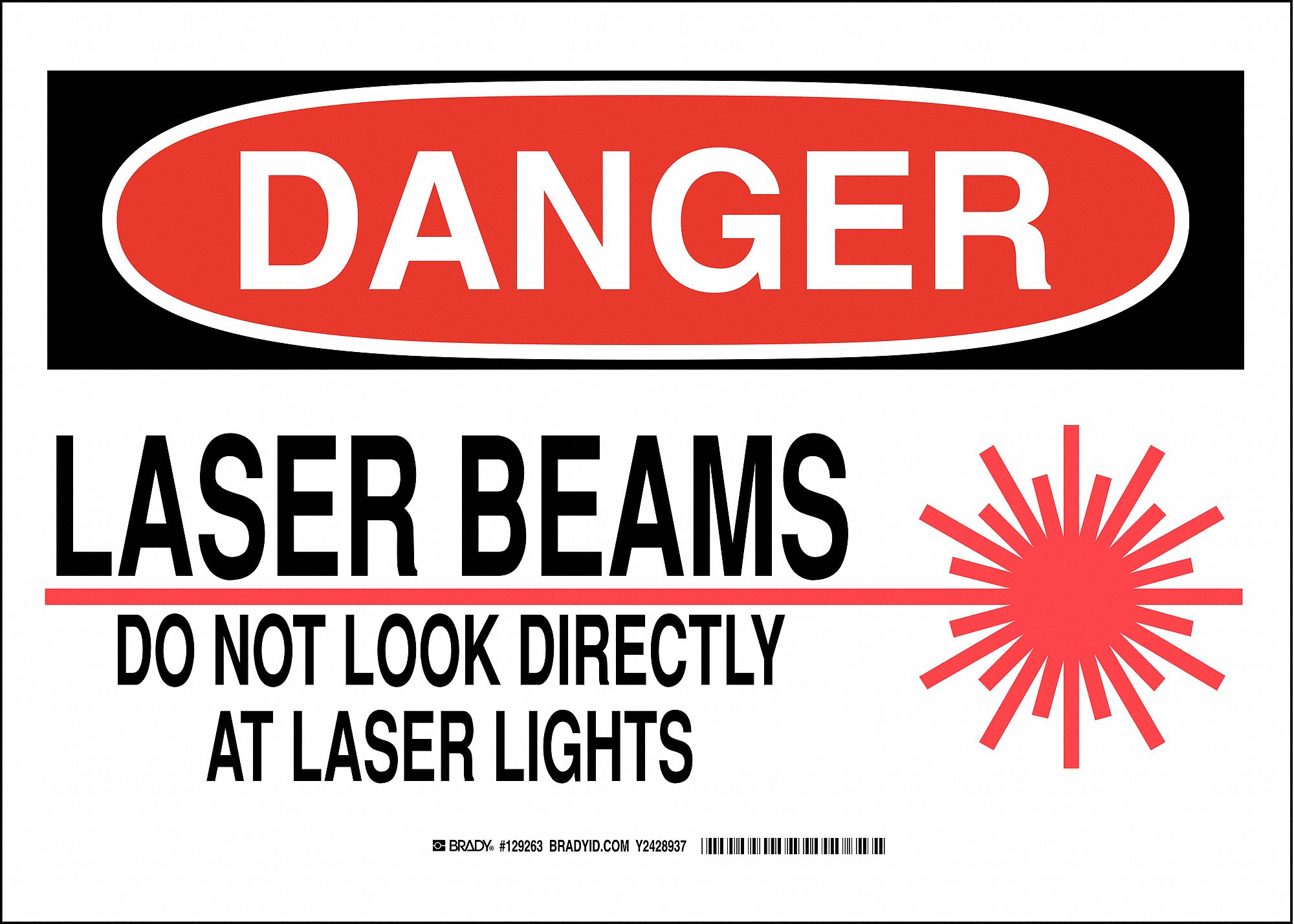 Danger Sign, Laser Beams Do Not Look Directly At Laser Lights, Header ...