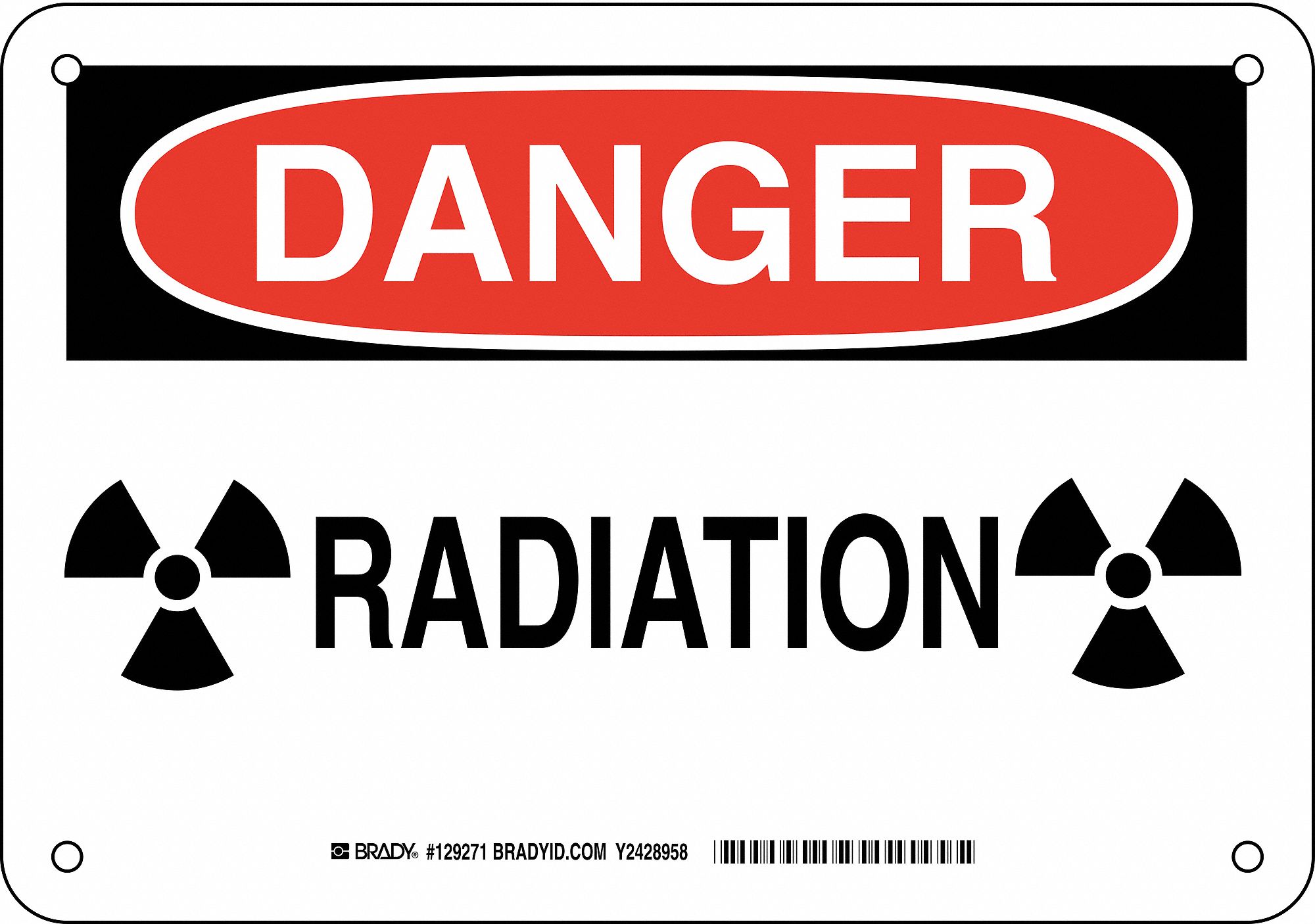Danger Sign, Radiation, Header Danger, Rectangle, 7 in Height, 10 in ...