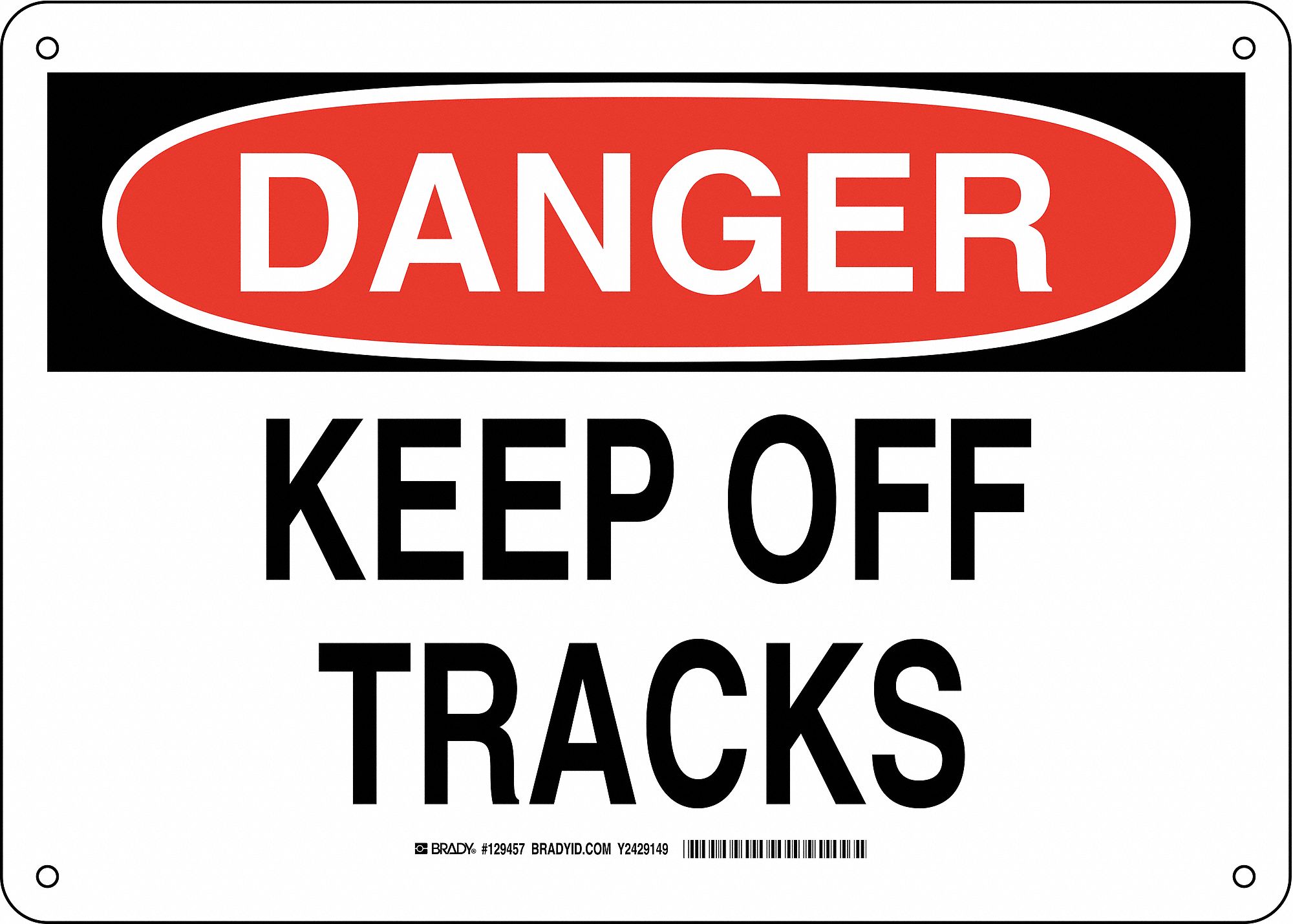 Plastic, Danger Sign, 14" Width, 10" Height, White, With Mounting Holes ...