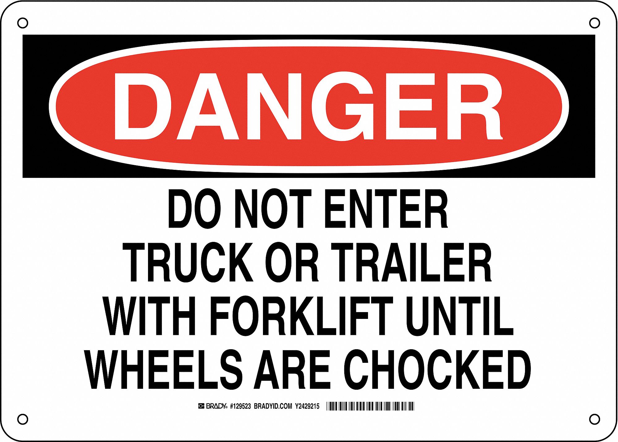 Plastic, Danger Sign, 14" Width, 10" Height, White, With Mounting Holes ...