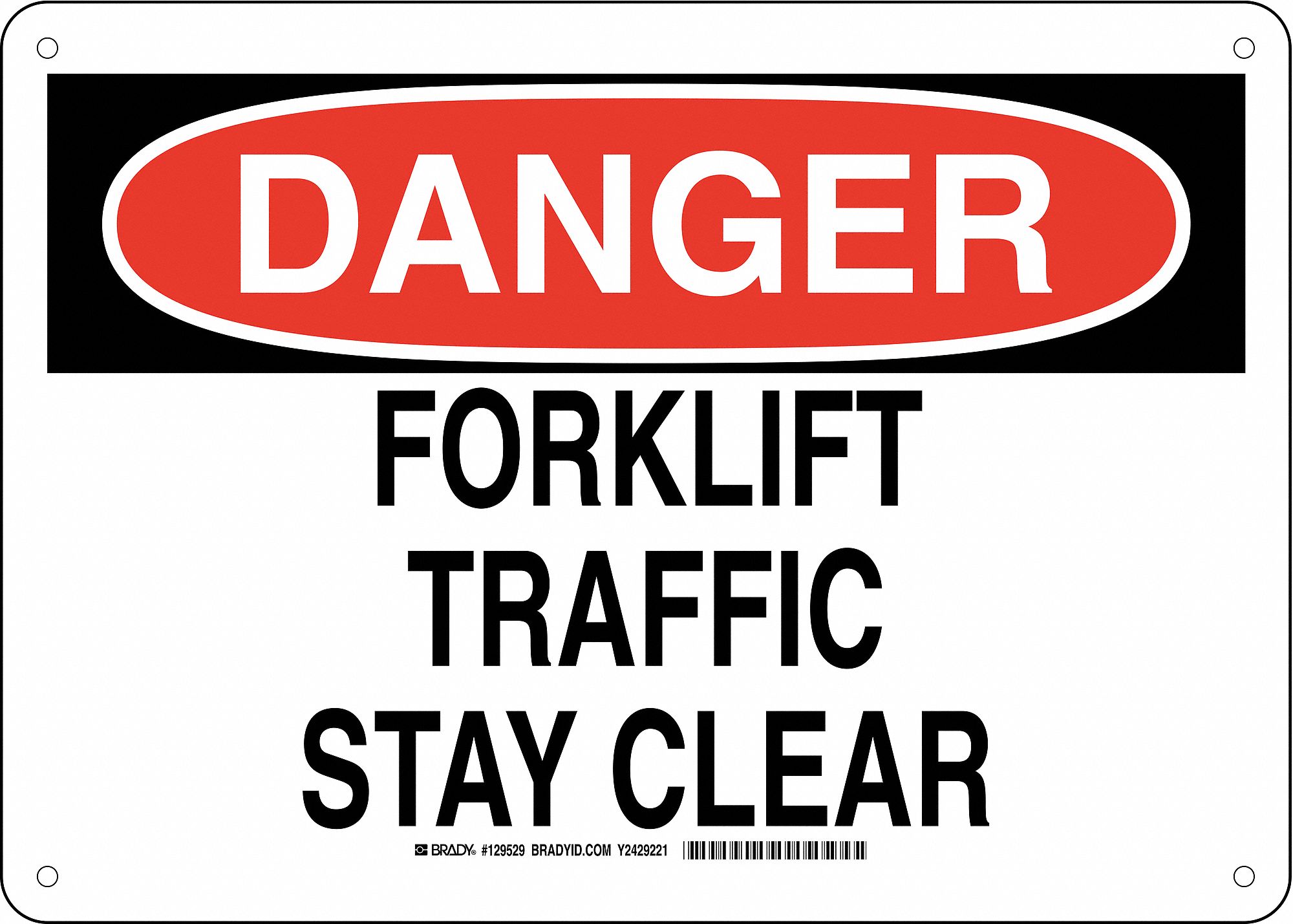 Plastic, Danger Sign, 14" Width, 10" Height, White, With Mounting Holes ...