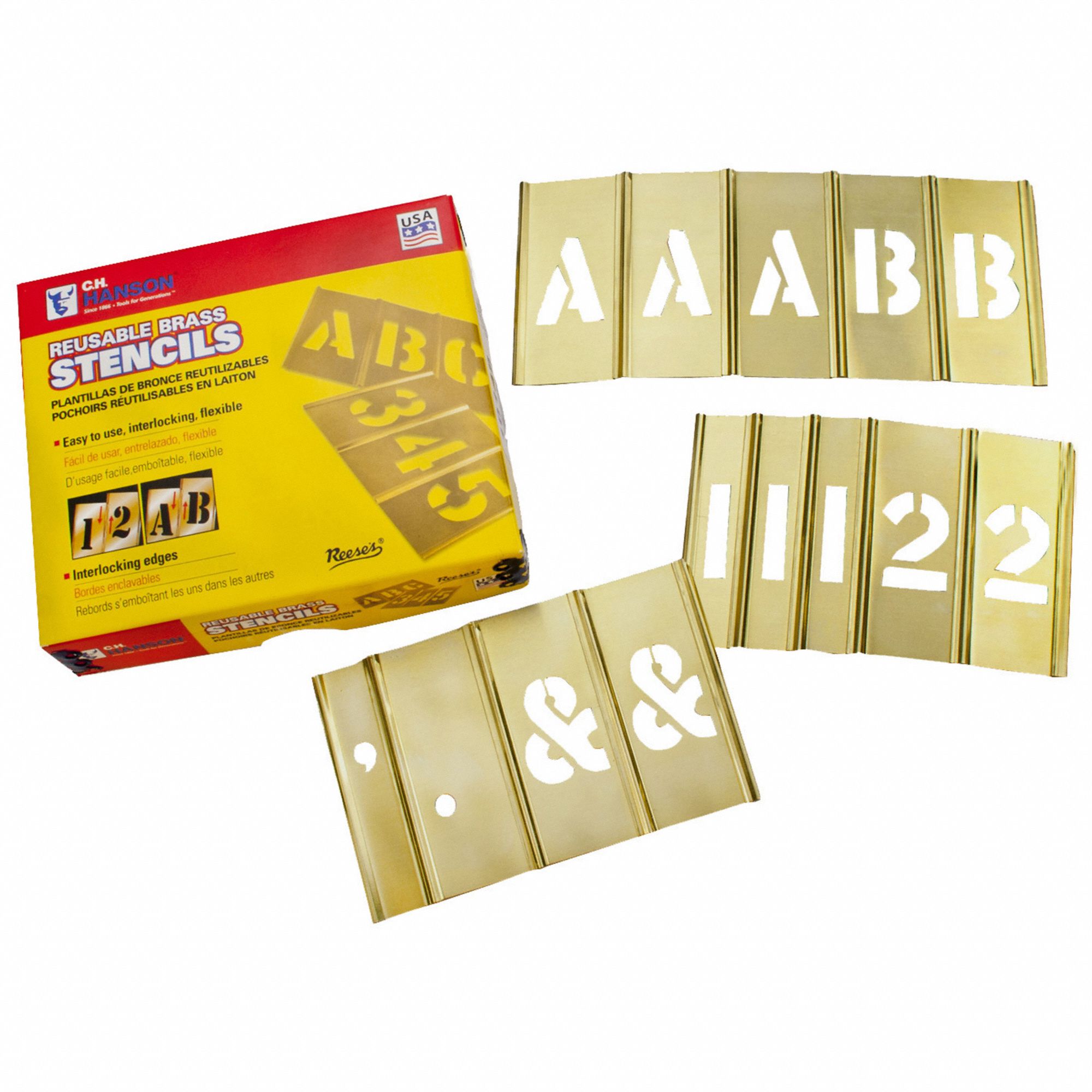 C.H. HANSON, 1/2 in Character Ht, Brass, Stencil Kit - 38M377|10146 ...