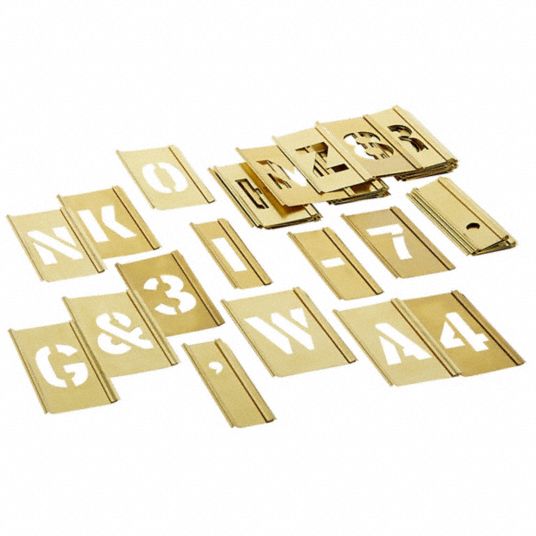 C.H. HANSON, 1 1/2 in Character Ht, Brass, Stencil Kit - 38M379|10069 ...