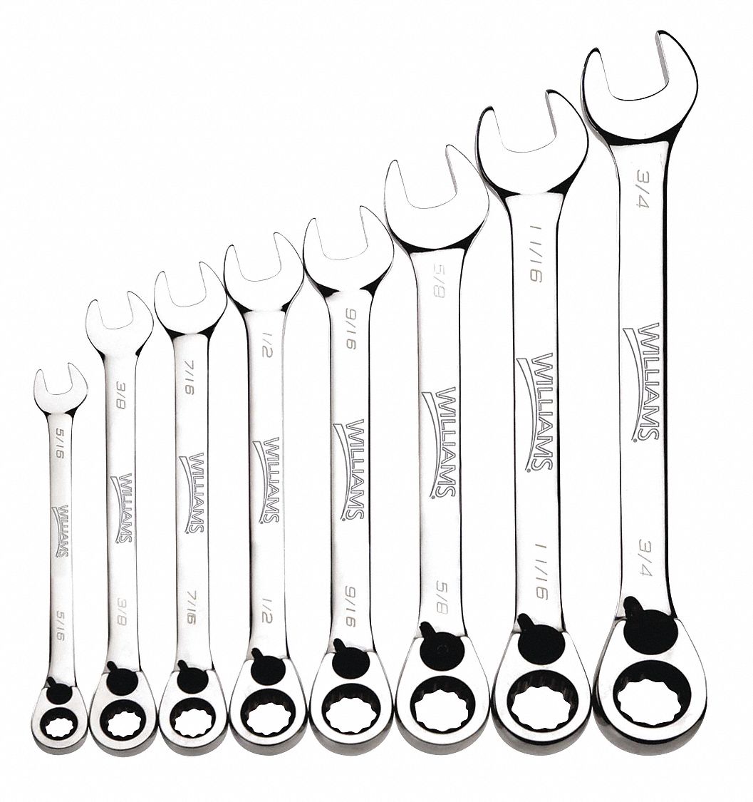 WILLIAMS, Ratchet Combination Wrench Set 8-Piece - 38N197|JHWWS-1168RC ...
