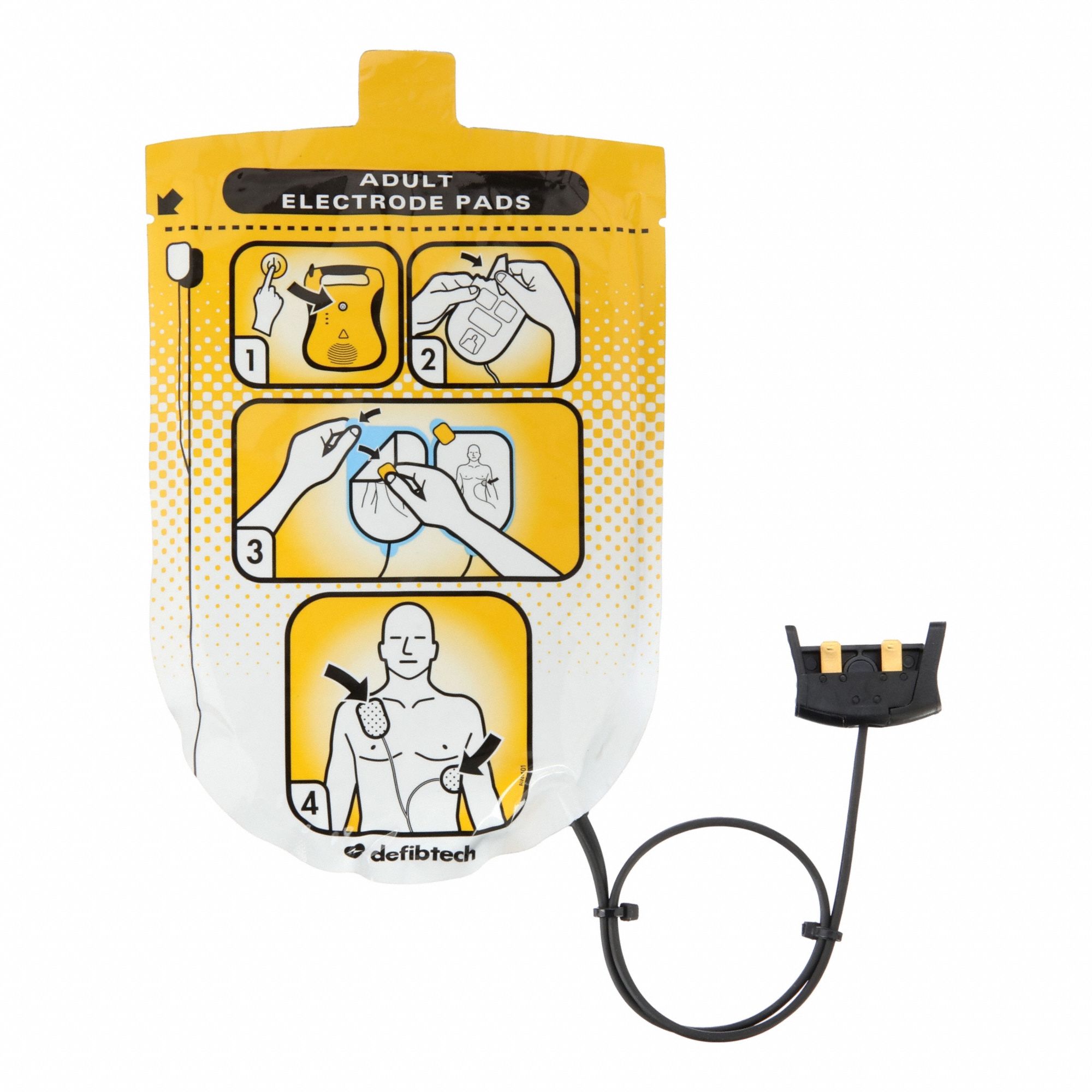 DEFIBTECH, 4 ft Cable Lg, DCF-A100RXEN, Adult Defibrillation Pad ...