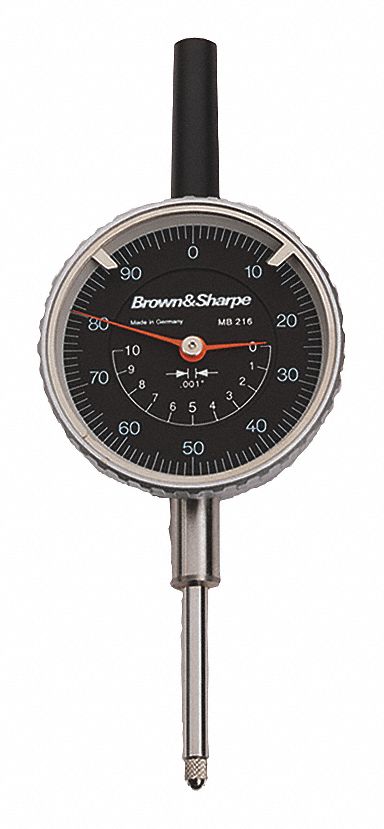 Dial Indicator, Range 0 to 1 in, Back Type Lug, Reading Continuous ...