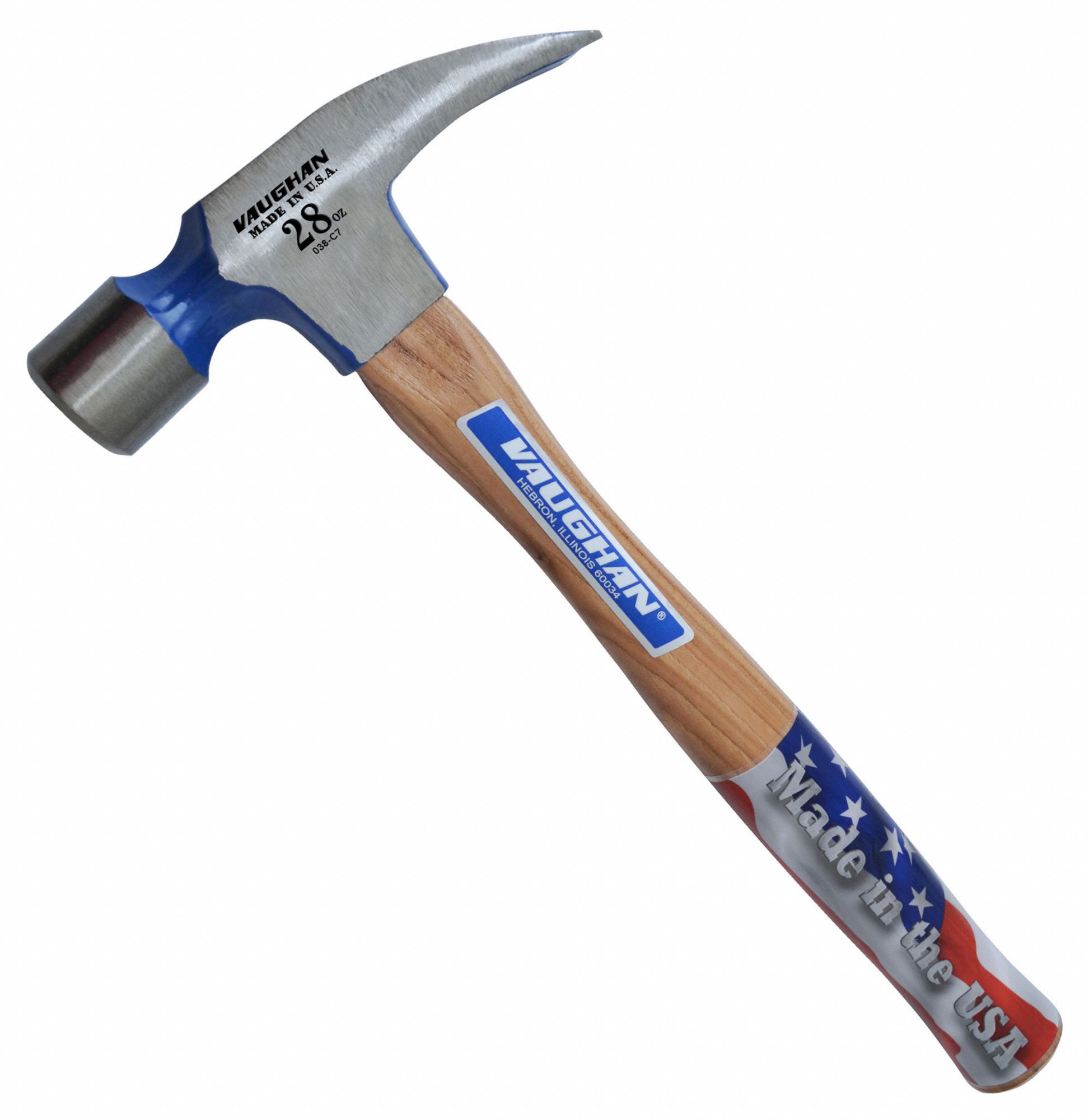 VAUGHAN Straight Claw Hammer: Steel, Plain Grip, Wood Handle, 28 oz ...