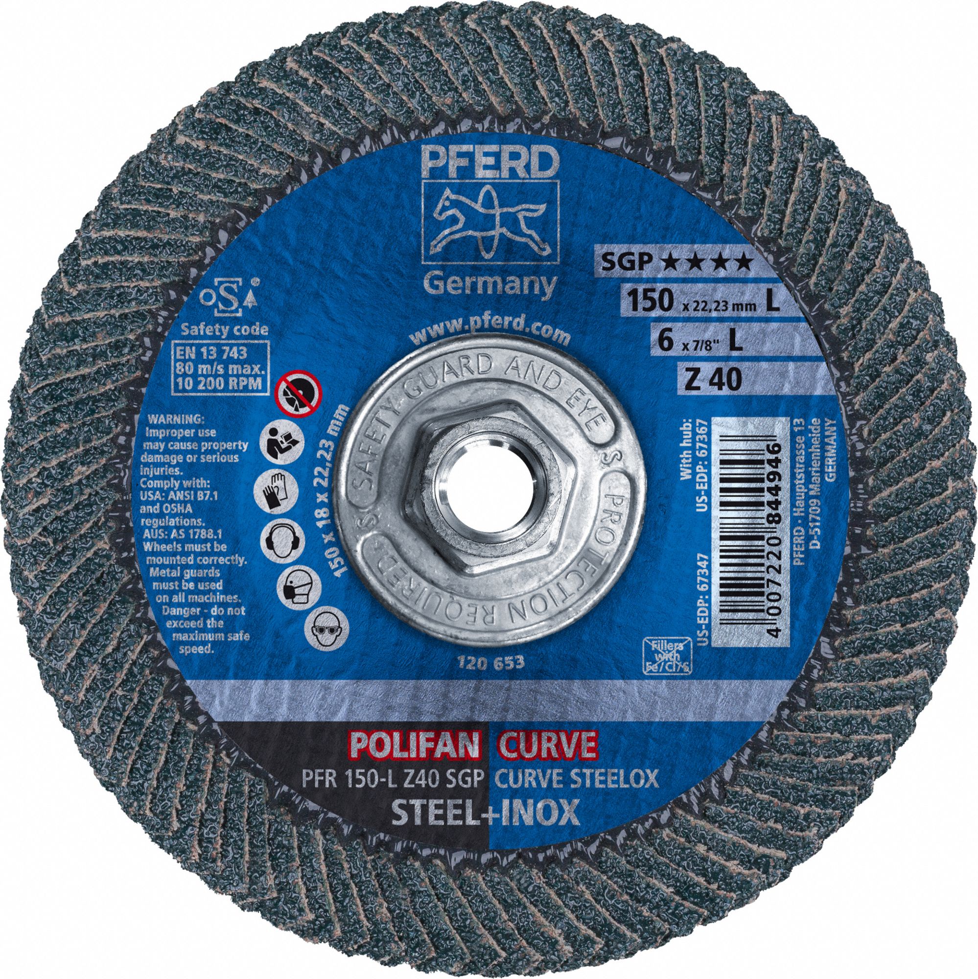PFERD, Radial, 6" x 5/8"-11, Flap Disc - 38NG75|67367 - Grainger