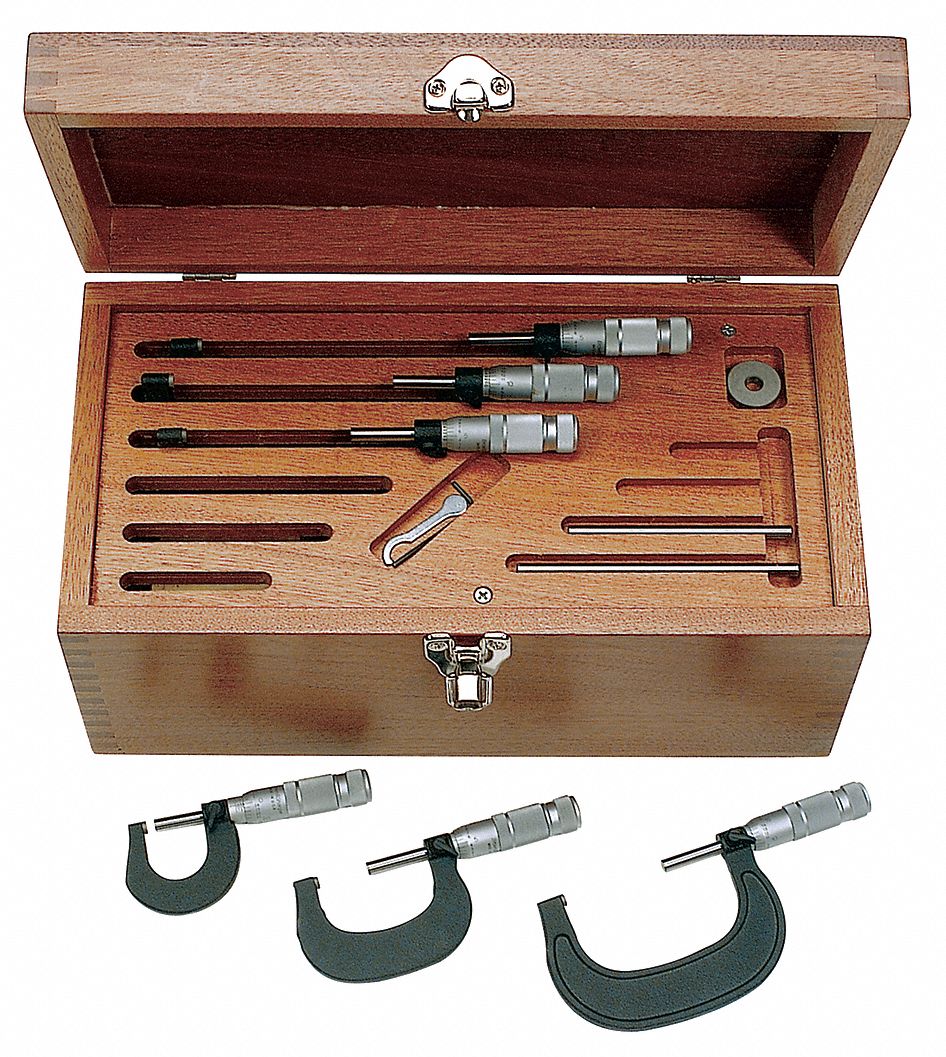 Outside Micrometer Set, Range 0-4 in, SPC Output NO, Thimble Type ...