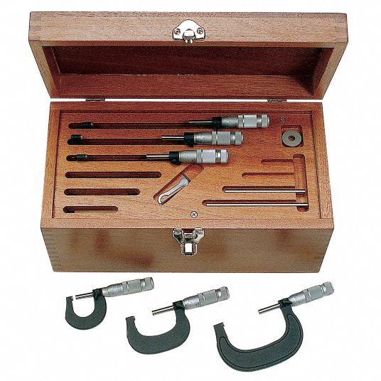 Outside Micrometer Set, Range 0-4 in, SPC Output NO, Thimble Type ...