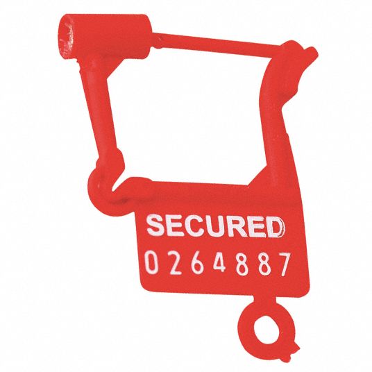 ONESEAL USA, Red, Plastic, Padlock Seals - 48HP10|SPRINGLOK-RE - Grainger