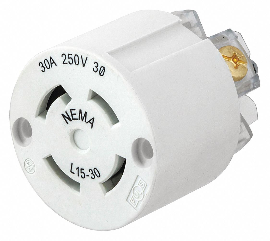 Connector/Receptacle, Wt Interior Nema L15-30r,30a/250V,3ph - 38TZ01 ...