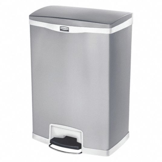 Step Can, 24 gal, Stationary, Rectangular, Metal, White - Grainger