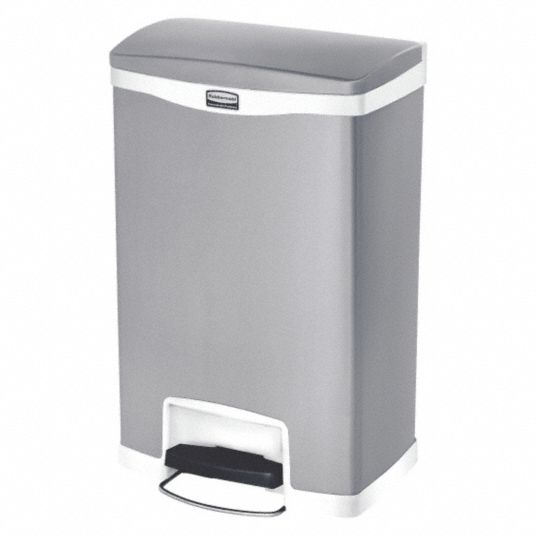 Step Can, 13 gal, Stationary, Rectangular, Metal, White - Grainger