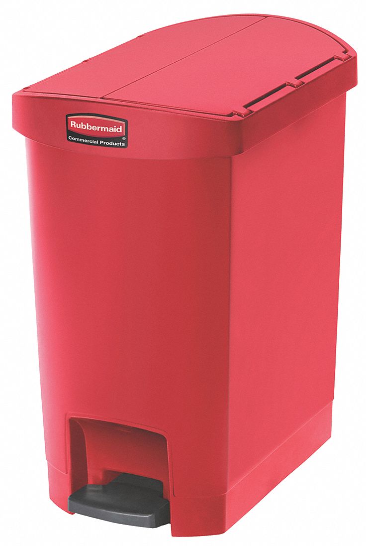 RUBBERMAID COMMERCIAL PRODUCTS, Plastic, 8 gal Capacity, Step-On Trash ...