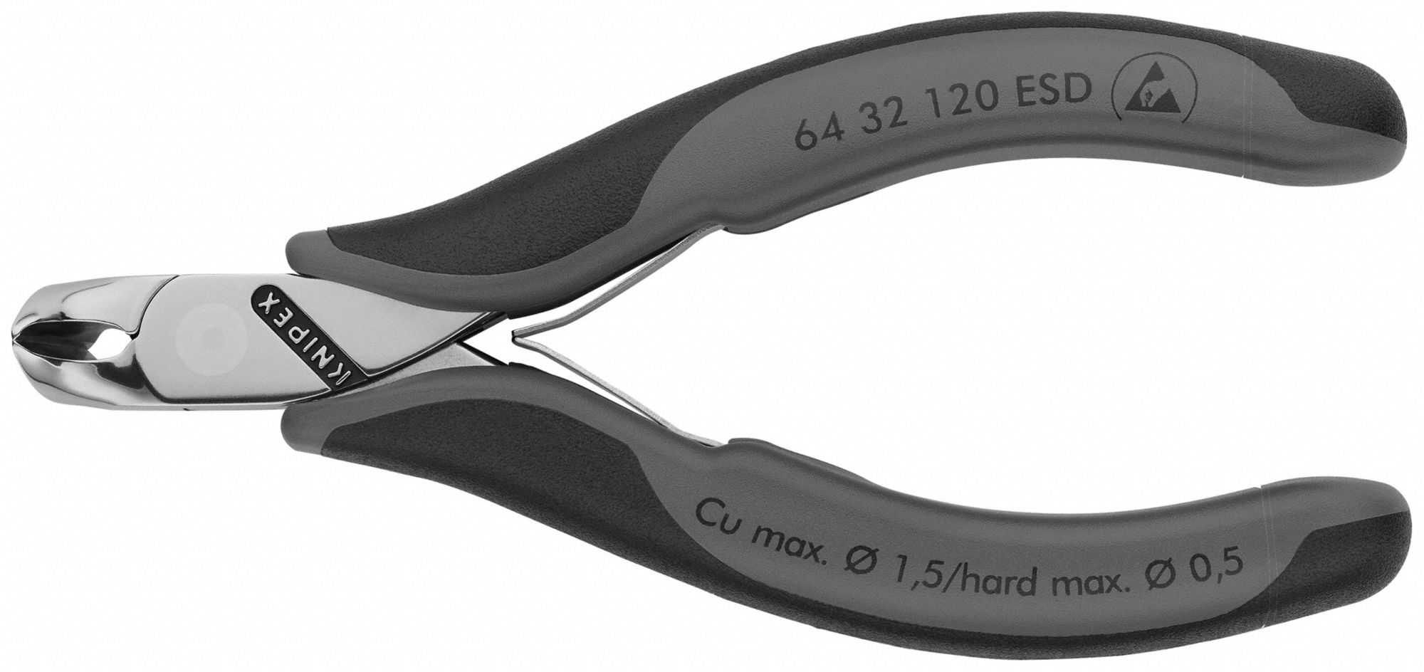 KNIPEX, 4 3/4 in Overall Lg, For 0.06 in Max Wire Thick, ESD End ...