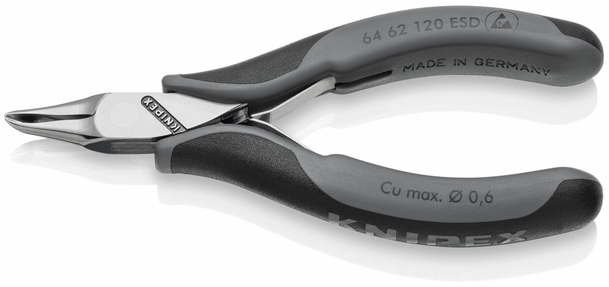 KNIPEX ESD End Cutting Nippers: 4 3/4 in Overall Lg, For 0.02 in Max ...