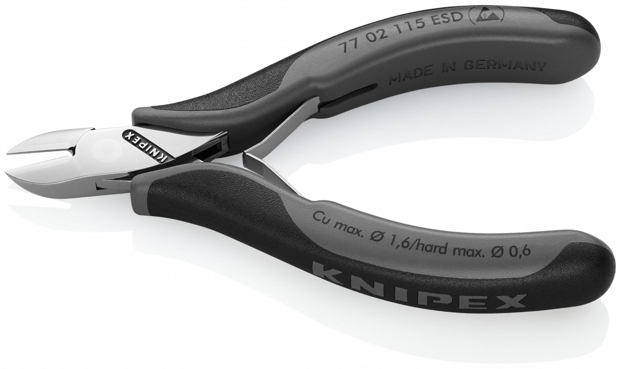 KNIPEX Diagonal Cutting Plier: ESD-Safe, Std, Oval, 4 1/2 in Overall Lg ...