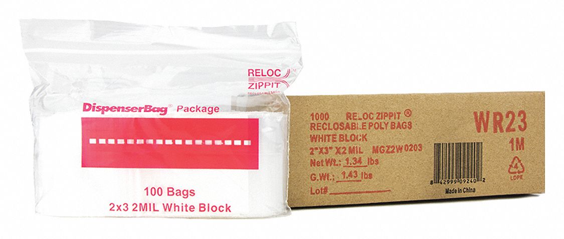 RELOC ZIPPIT Reloc Zippit WR23 Reloc Zippit Reclosable Poly Bag: 2 mil ...