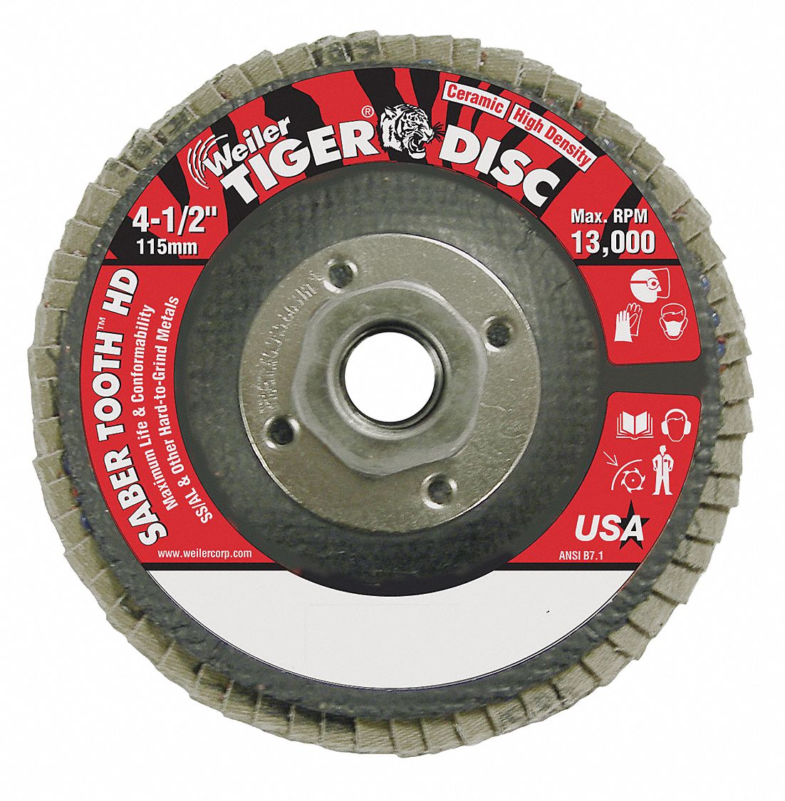 WEILER, Type 27, 4-1/2" x 5/8"-11, Flap Disc - 38UZ46|50134 - Grainger