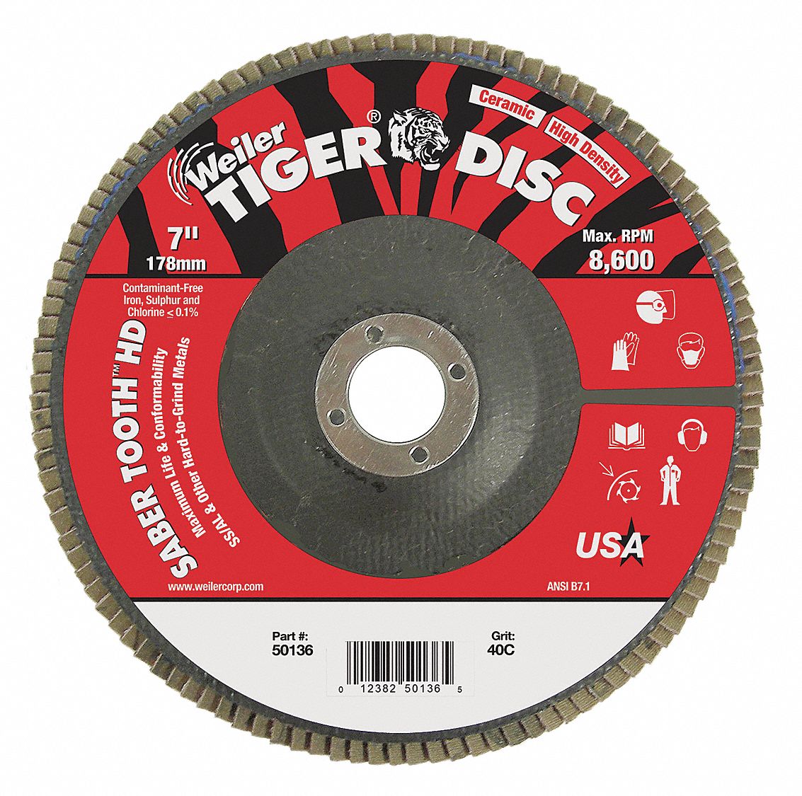 WEILER, Type 27, 7" x 7/8", Flap Disc - 38UZ48|50136 - Grainger