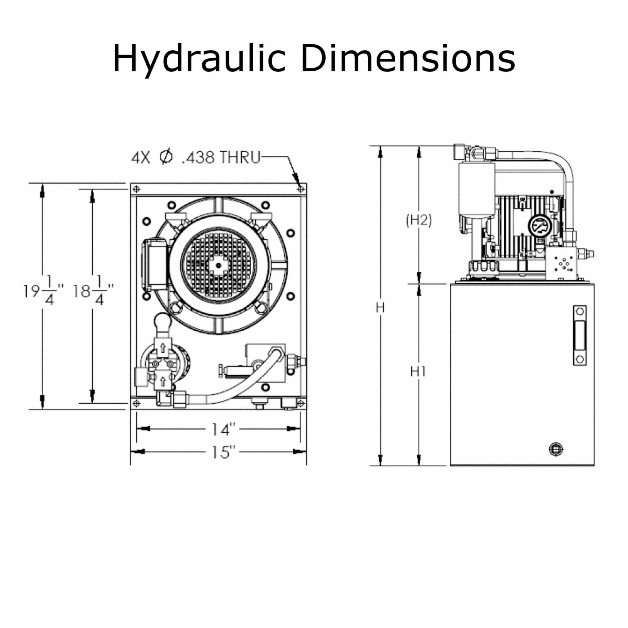 MONARCH Hydraulic Power Unit: 1.5 gpm, 2,500 psi Max. Pressure, 3 hp, 8 ...