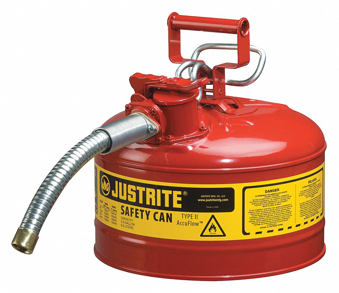 Type II Safety Can,2-1/2gal.,Red,13in.H - Grainger