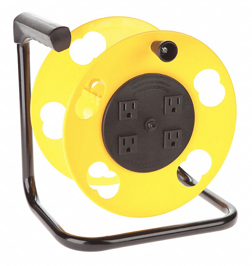 Retractable Cord Reel, Hand Operated, 100 ft of 16/3 Cord - Grainger