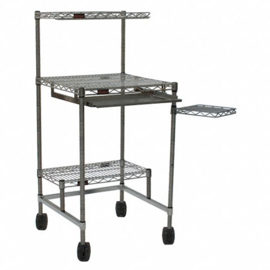Mobile Computer Workstation, 800 lb Load Capacity - Grainger