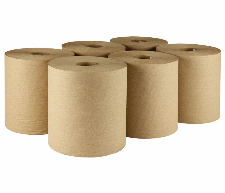 GRAINGER Rollo de Toallas de Papel, Café, 7 7/8", 800 pies, Continua, 2 ...