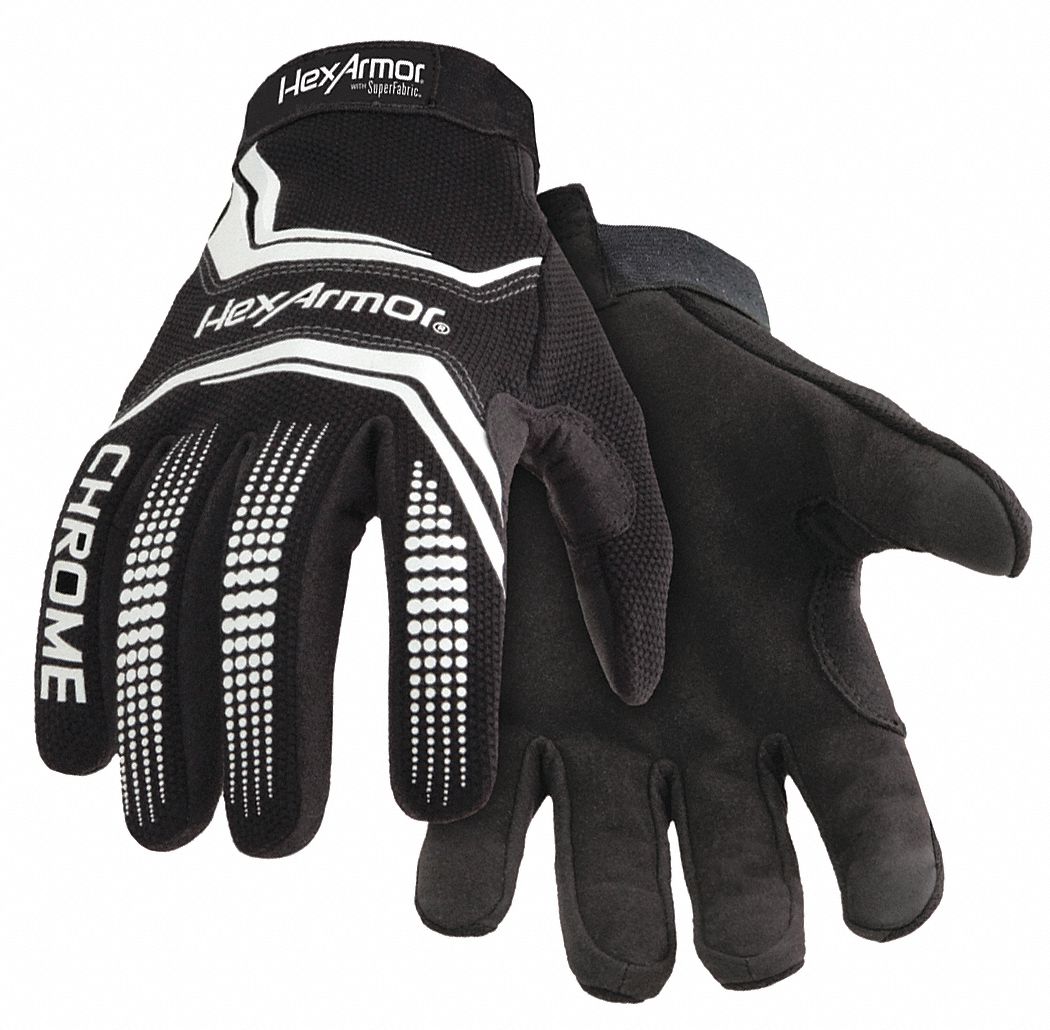 HEXARMOR Mechanics Gloves: XL ( 10 ), Mechanics Glove, Synthetic Leather, ANSI Cut Level A8, 1 ...