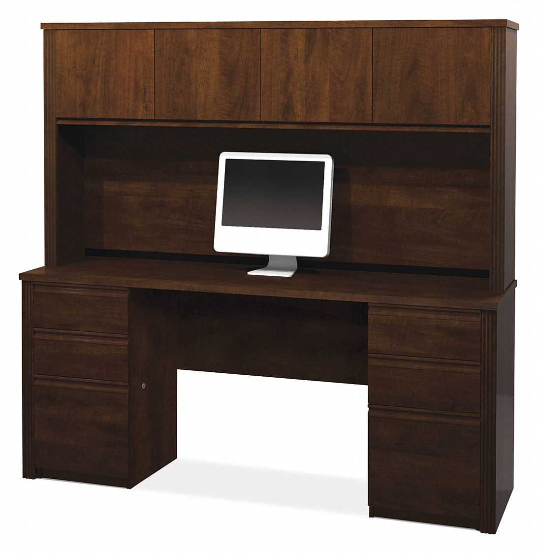 BESTAR Credenza and Hutch, Chocolate, 23-13/32inD - 38XP71|99851-69 ...