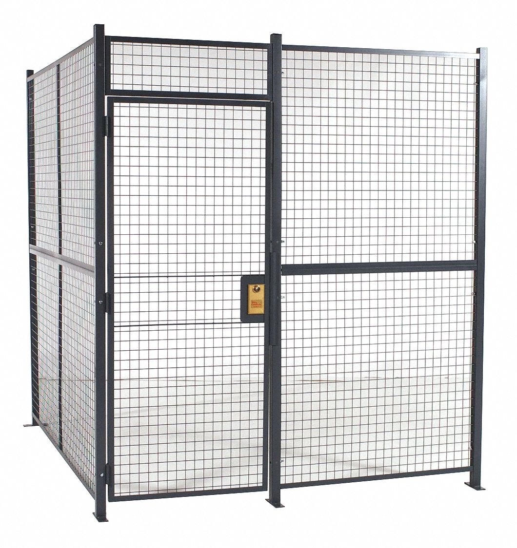 RAPIDWIRE, 8 ft W x 10 ft D 10 ft H, Gray, Welded Partition Cage ...