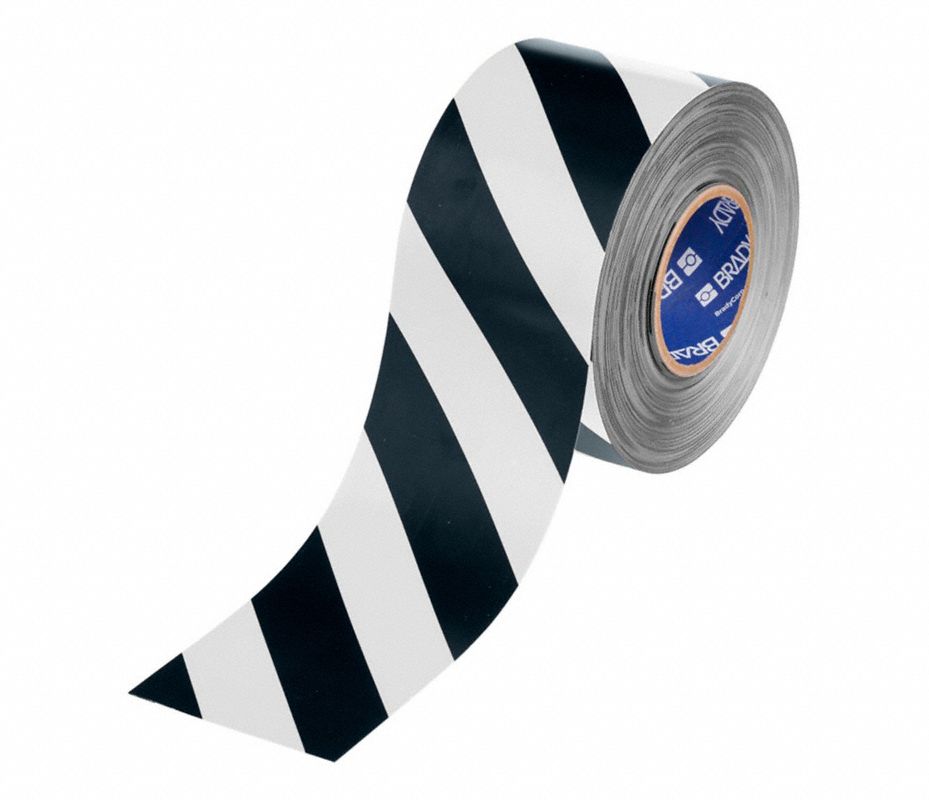 BRADY Cinta para Marcar Pisos Poliéster Negro/Blanco Franjas 100 pies x ...