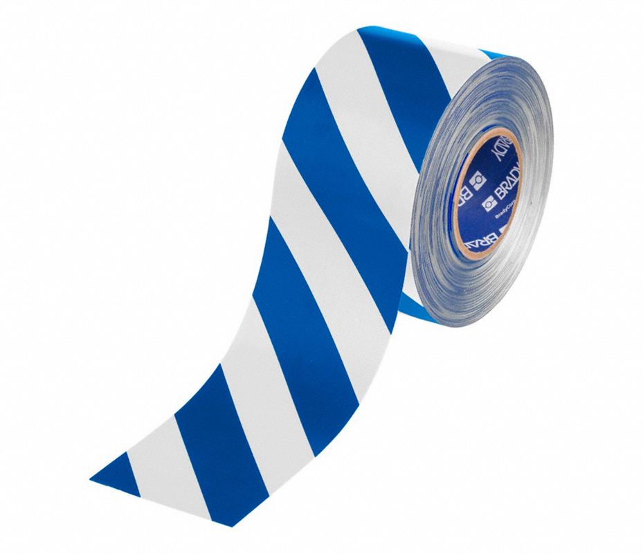 BRADY Cinta para Marcar Pisos, Rollo Continuo, Franjas, Azul/Blanco, No ...
