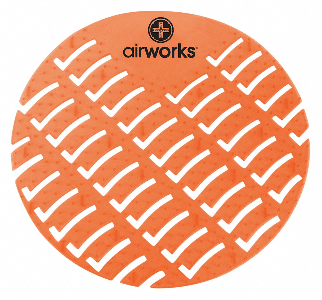 AIR WORKS, Round, Orange, Urinal Screen - 5MYU9|AWUS007-BX - Grainger