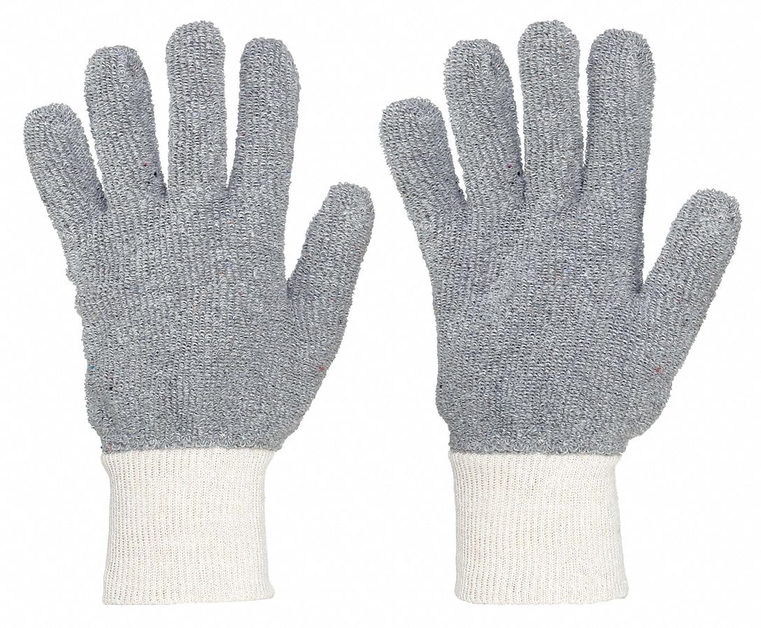 Gloves,Cotton/Polyester,L,Gray,PK12 - Grainger