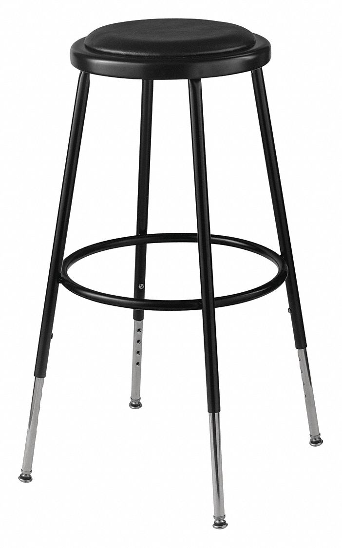 Adjustable Stool,Steel,Vinyl,Black - Grainger