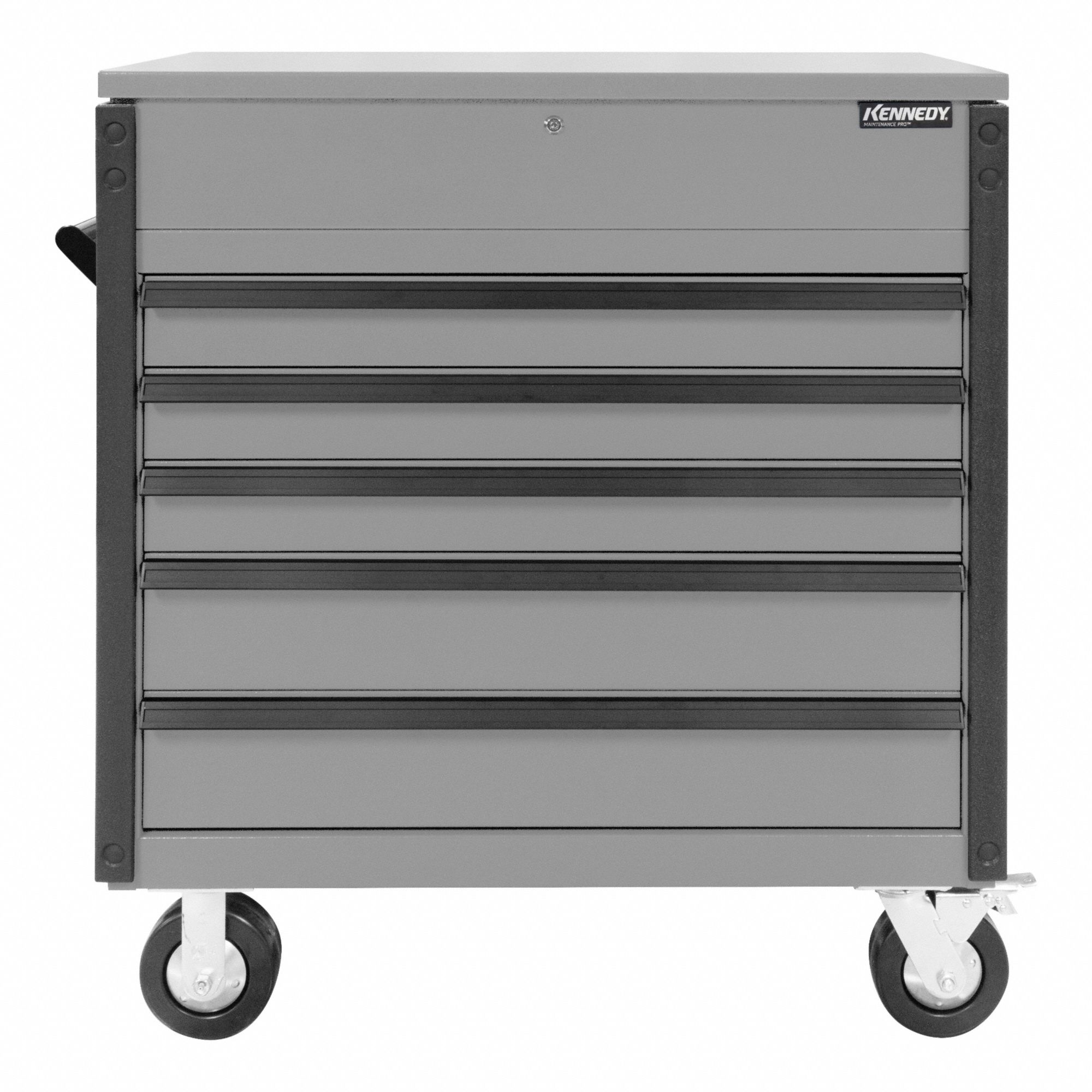 KENNEDY, Gray / Black Drawer, 39 in W x 20 in D x 43 in H, Tool Cart ...