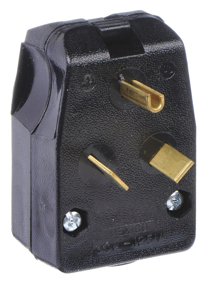 30 AA Industrial Grade Angle Straight Blade Plug, Black; NEMA ...