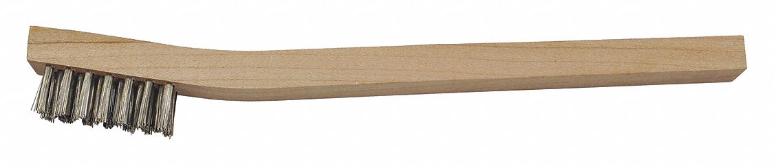 MICHIGAN BRUSH Scratch Brush: Curved Handle, Stainless Steel, Wood, 1 1 ...