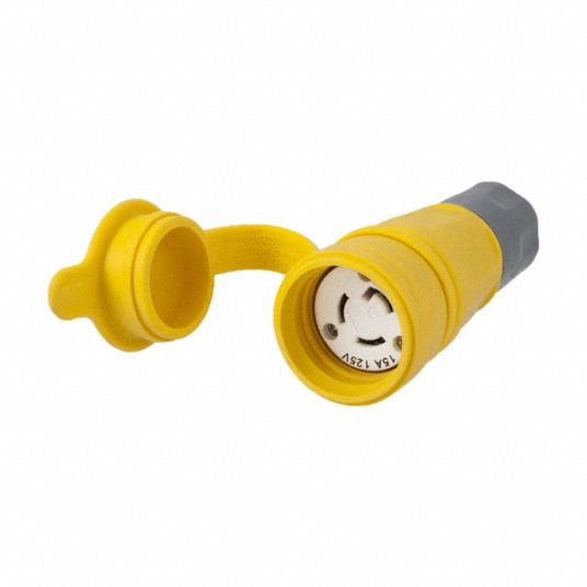 HUBBELL Watertight Locking Connector: L5-15R, 15, 125V AC, 2 Poles, Yellow - 39AW29|HBL25W47A ...