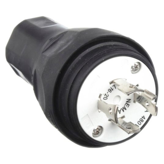 L16-20P, 20 A, Watertight Locking Plug - 39AW38|HBL26W76BK - Grainger