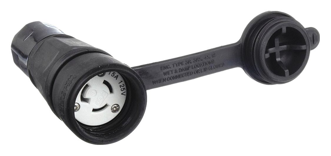 L5-15R, 15 A, Watertight Locking Connector - 39AW93|HBL25W47BK - Grainger